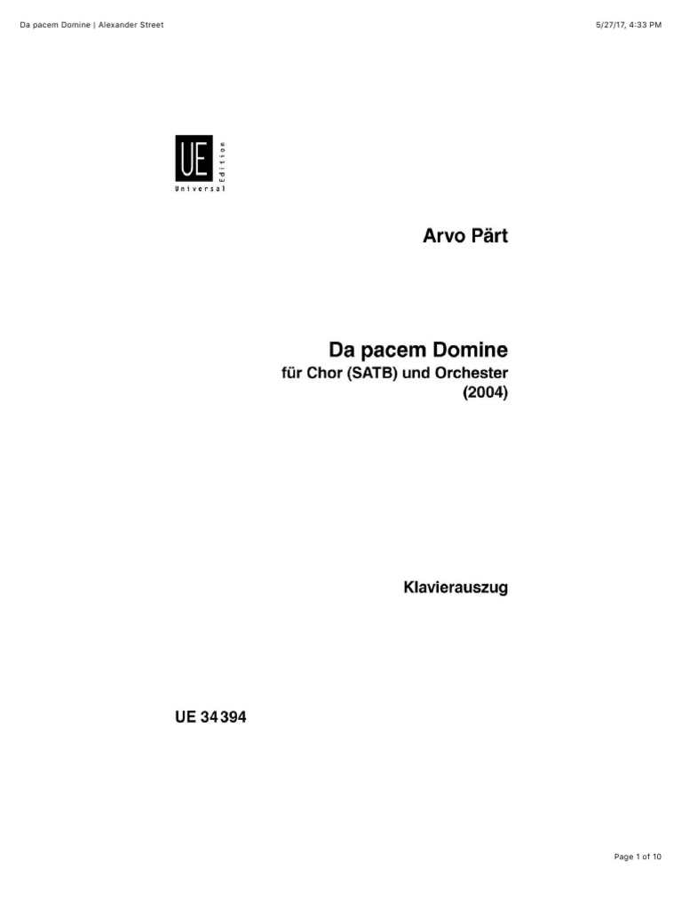 Da pacem Domine Overview | PDF | Art | Science & Mathematics