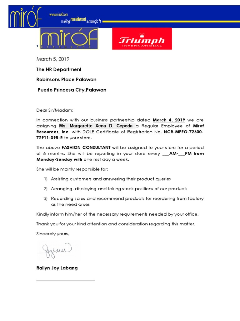 Triumph Intro Letter Margarette | PDF