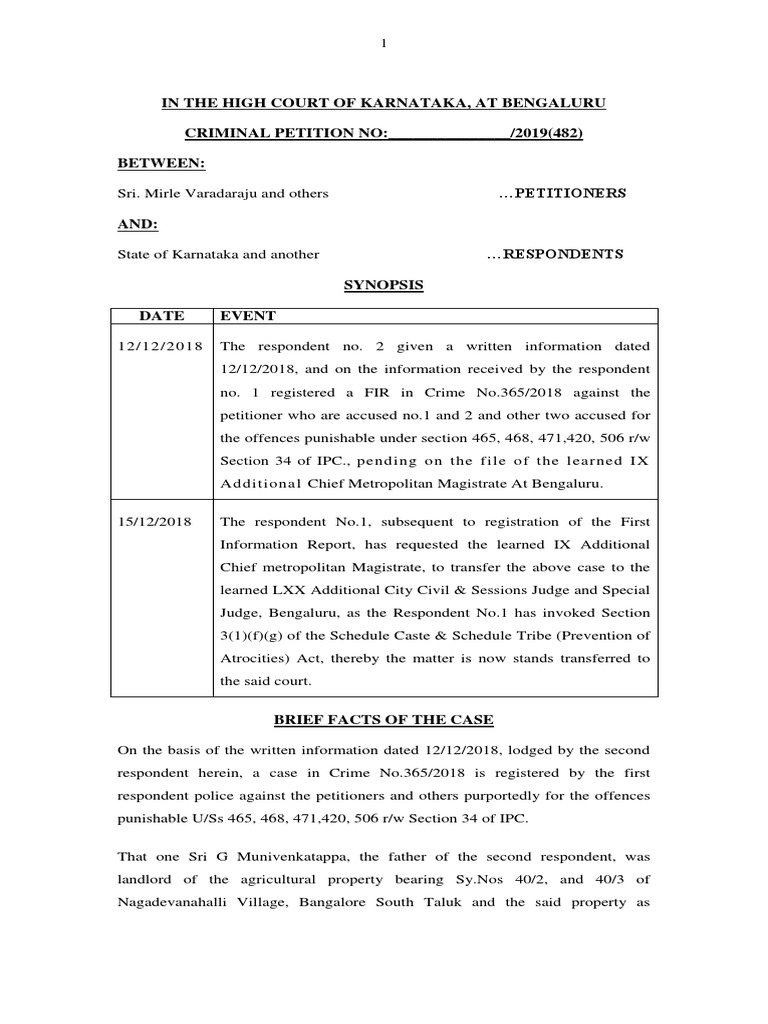 482 FIR Quash Sample 2 | PDF | Crime & Violence | Crime Thriller