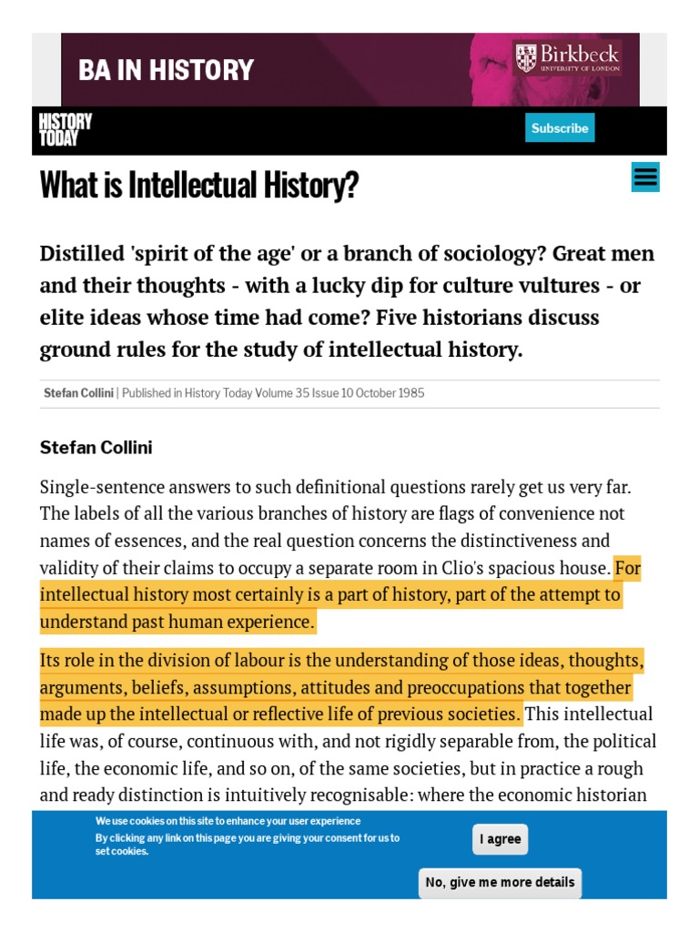 WWW Historytoday Com Stefan Collini What Intellectual History | PDF ...