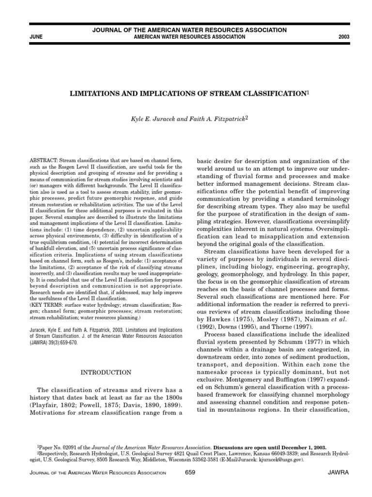 Limitations of Rosgen Stream Classification | PDF | Geomorphology | Erosion