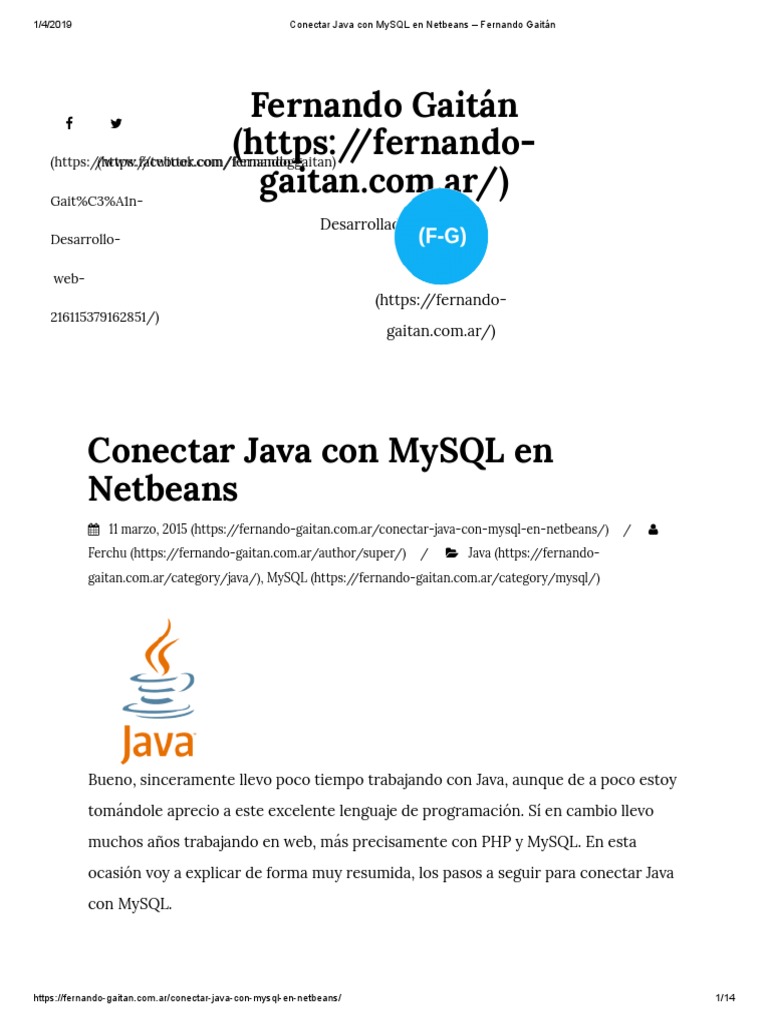 Conectar Java Con MySQL en Netbeans - Fernando Gaitán | PDF | Mi sql | Frijoles Netos