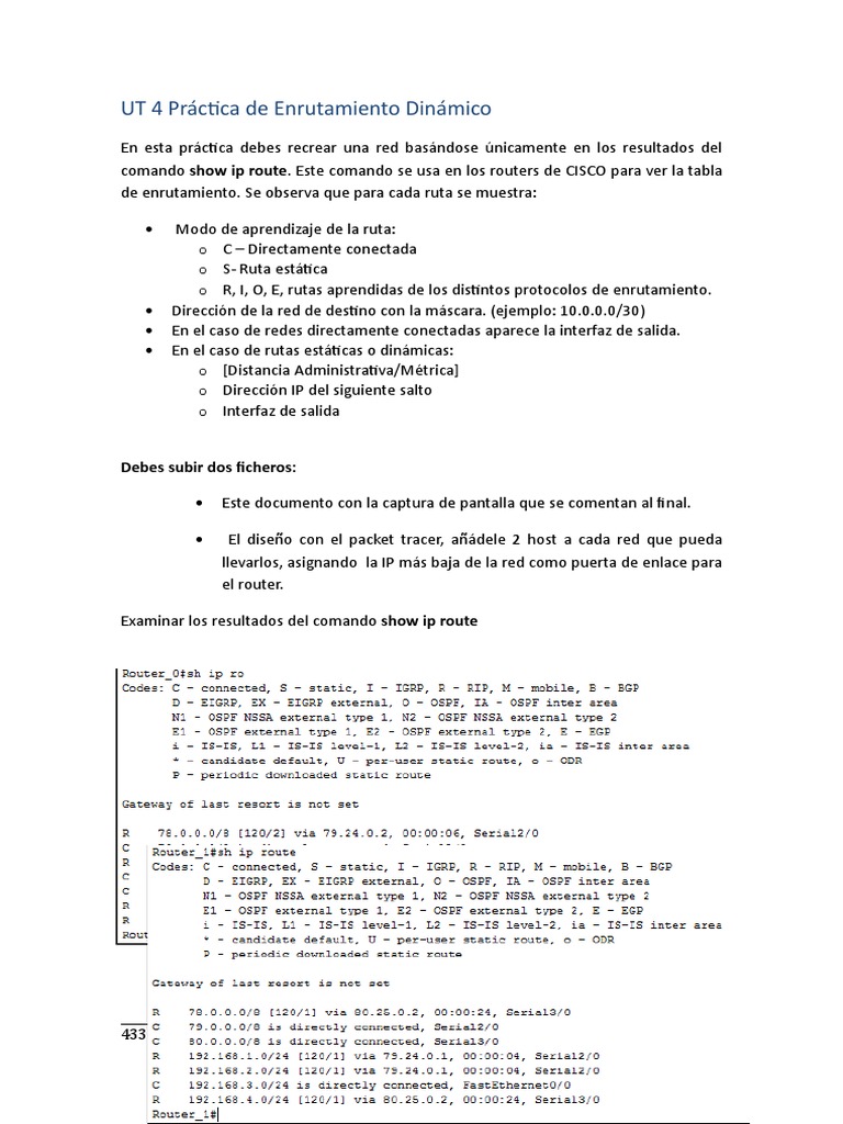 Tabla de Enrutamiento IP en Práctica | PDF | Enrutador (Computación) | Dirección IP