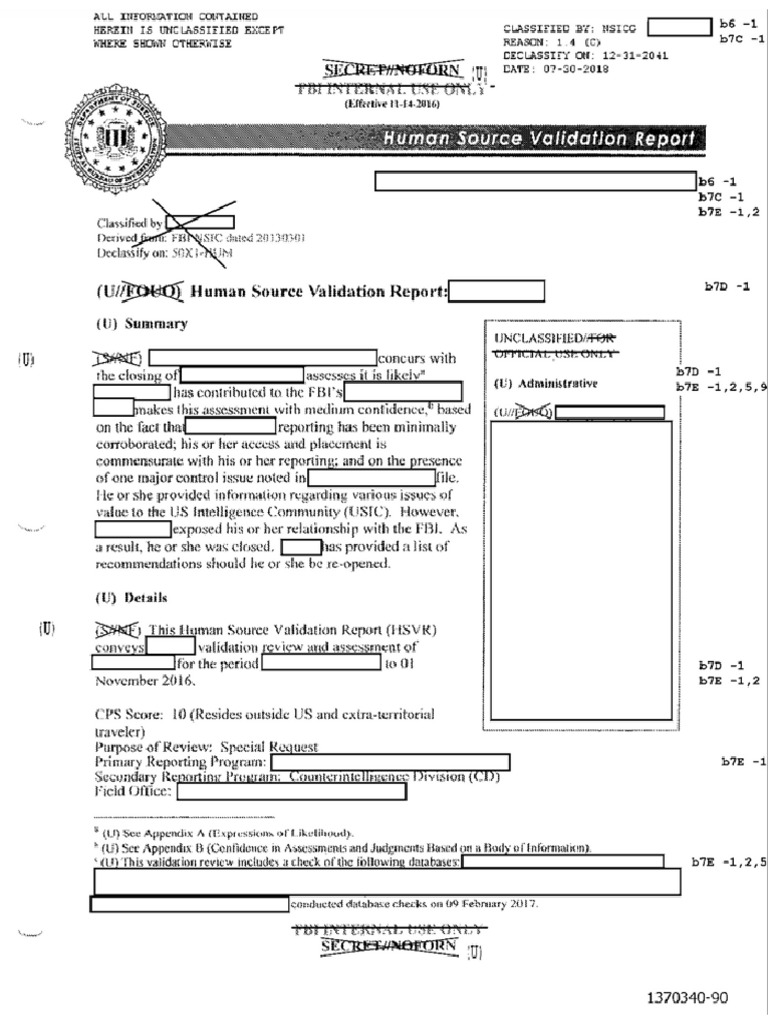Steele Human Source Validation Report FBI | PDF
