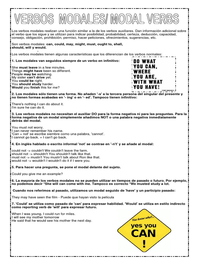 Verbos Modales en Inglés: Uso y Ejemplos | PDF | Unidades Semánticas ...