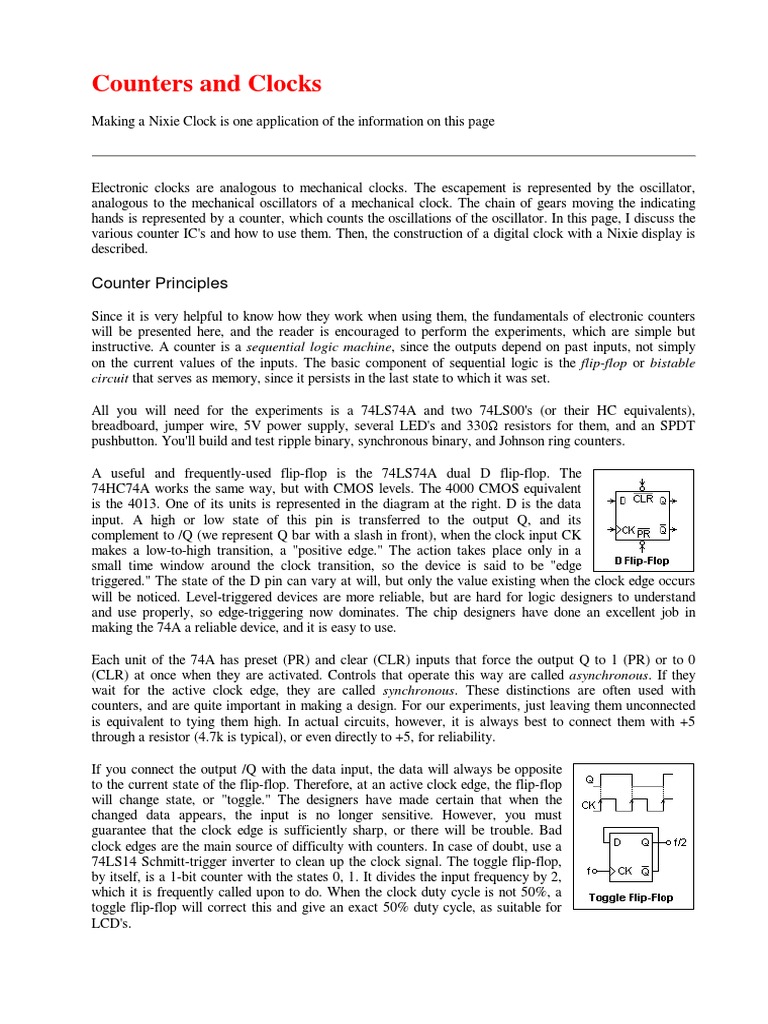 Counters and Clocks | PDF | Logic Gate | Electronic Circuits