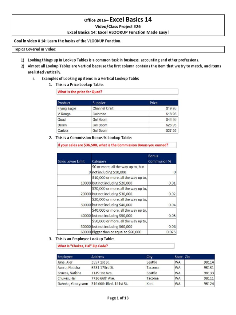 Excel Basics 14: Office 2016 - Video/Class Project #26 Excel Basics 14 ...