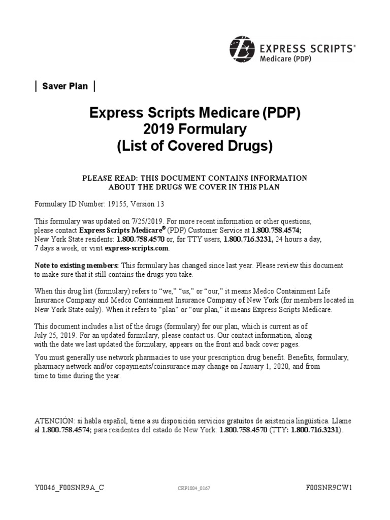 Medicare Part D 2019 Formulary Saver | PDF | Medicare (United States ...