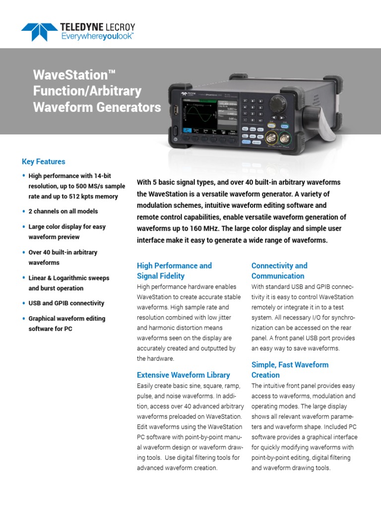Wavestation™ Function/Arbitrary Waveform Generators: Key Features | PDF | Hertz | Modulation