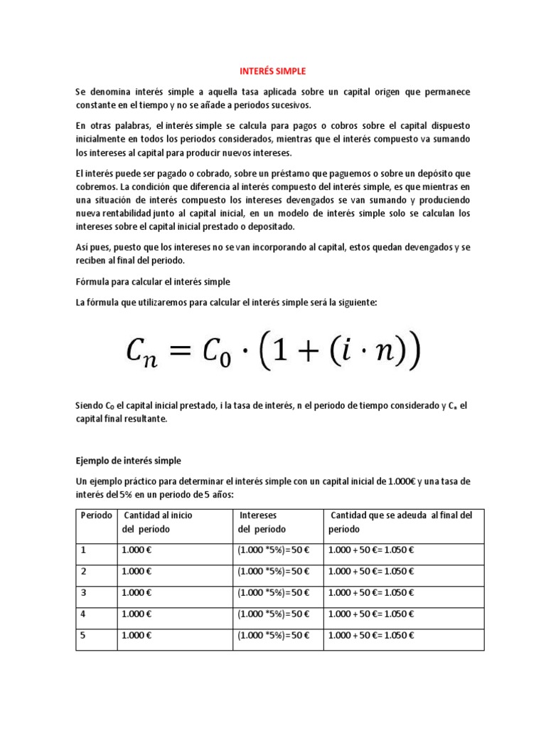 INTERÉS SIMPLE Matemática Financiera | PDF | Tasa de interés real | Interés