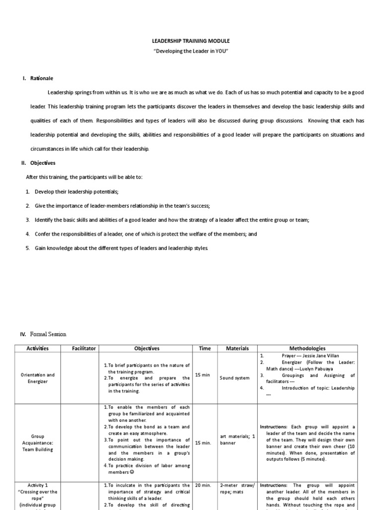 Leadership Training Module | PDF | Leadership | Psychological Concepts