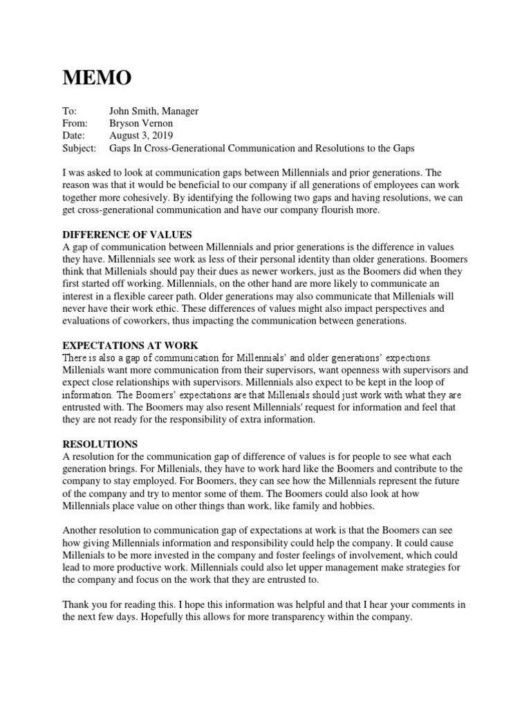 Memo | PDF | Millennials | Value (Ethics)