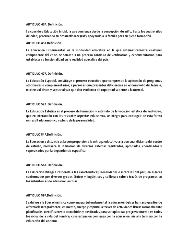 Ley de Educacion Nacional articulo 43, 45, 47, 52, etc.docx | Educación ...