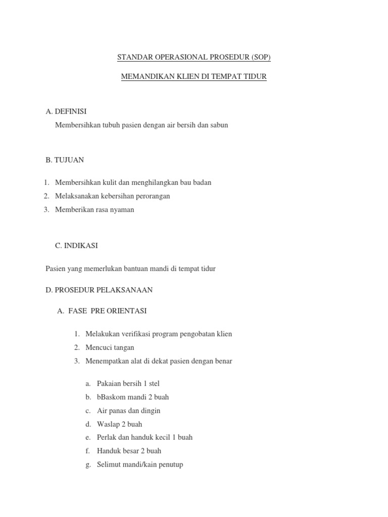 Sop Memandikan Pasien | PDF
