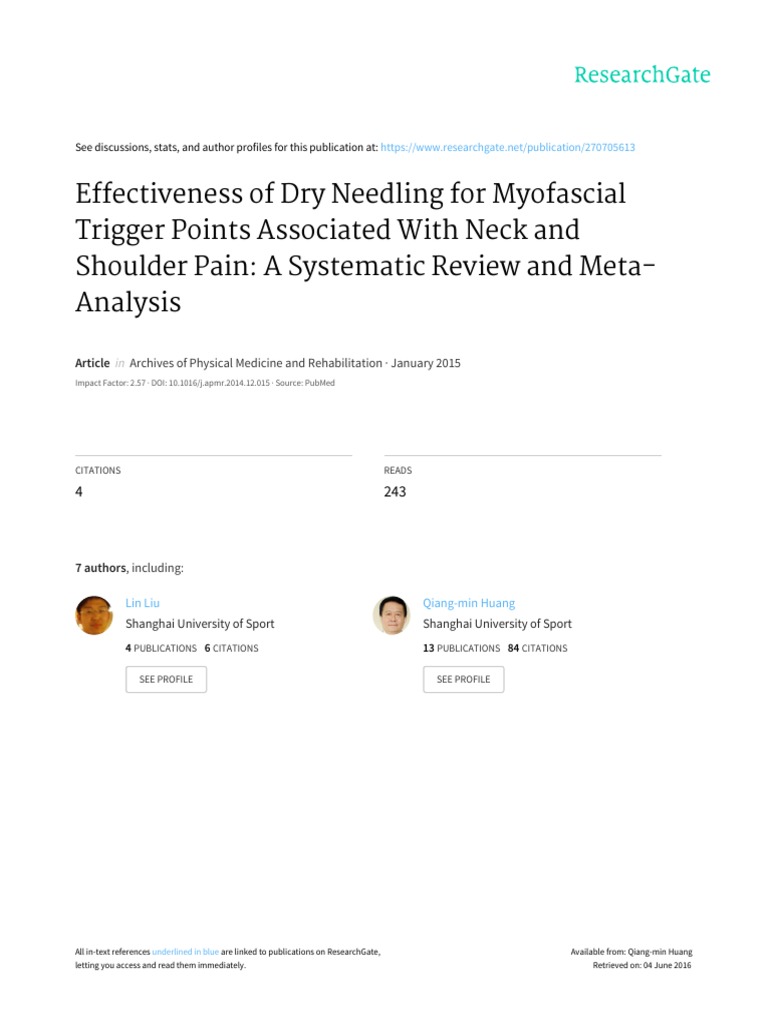 DryNeedlingEffectiveness 1 | PDF | Randomized Controlled Trial | Meta ...