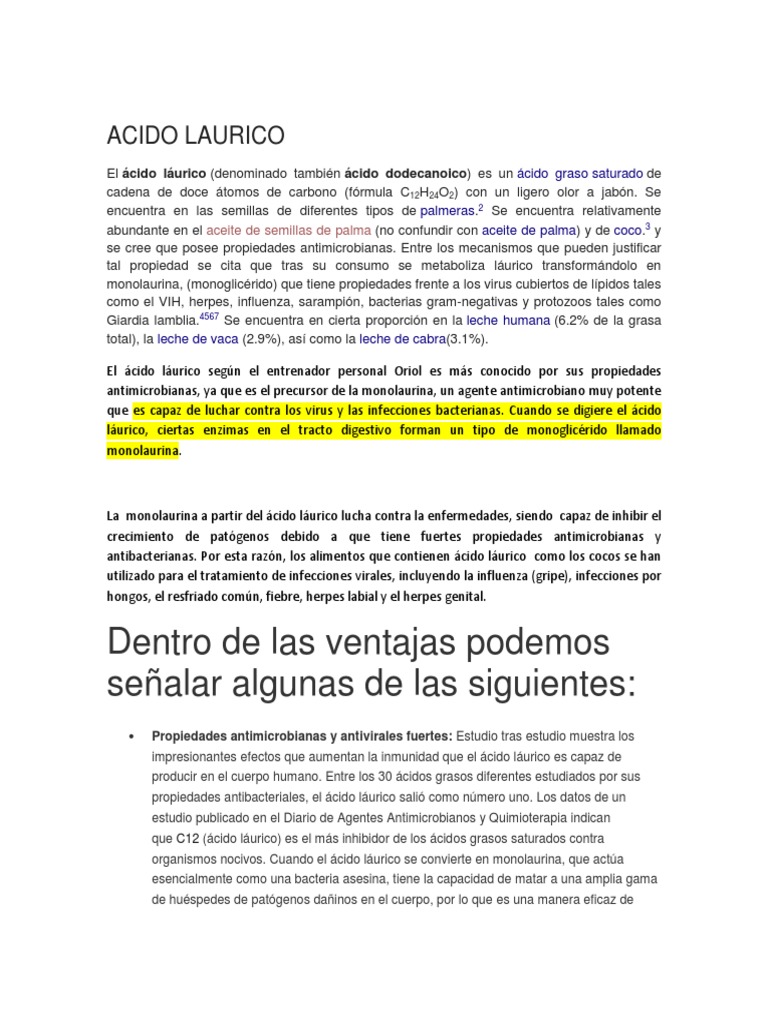 Acido Laurico | PDF | Inmunología | Microbiología