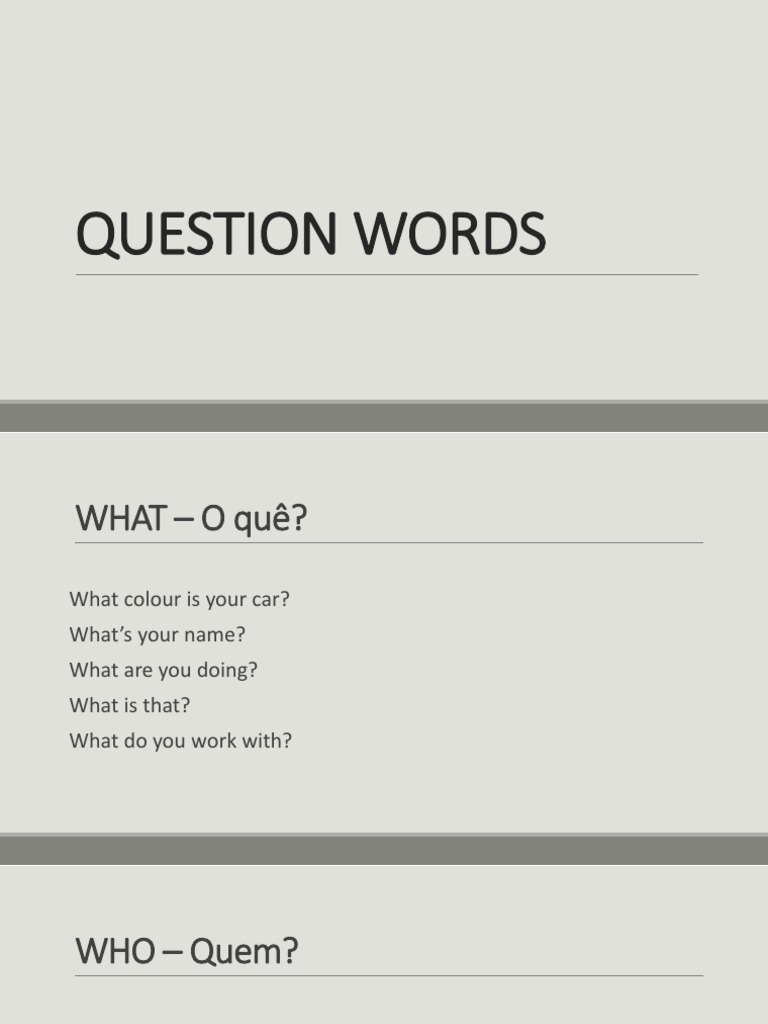 Question Words Exercises | PDF