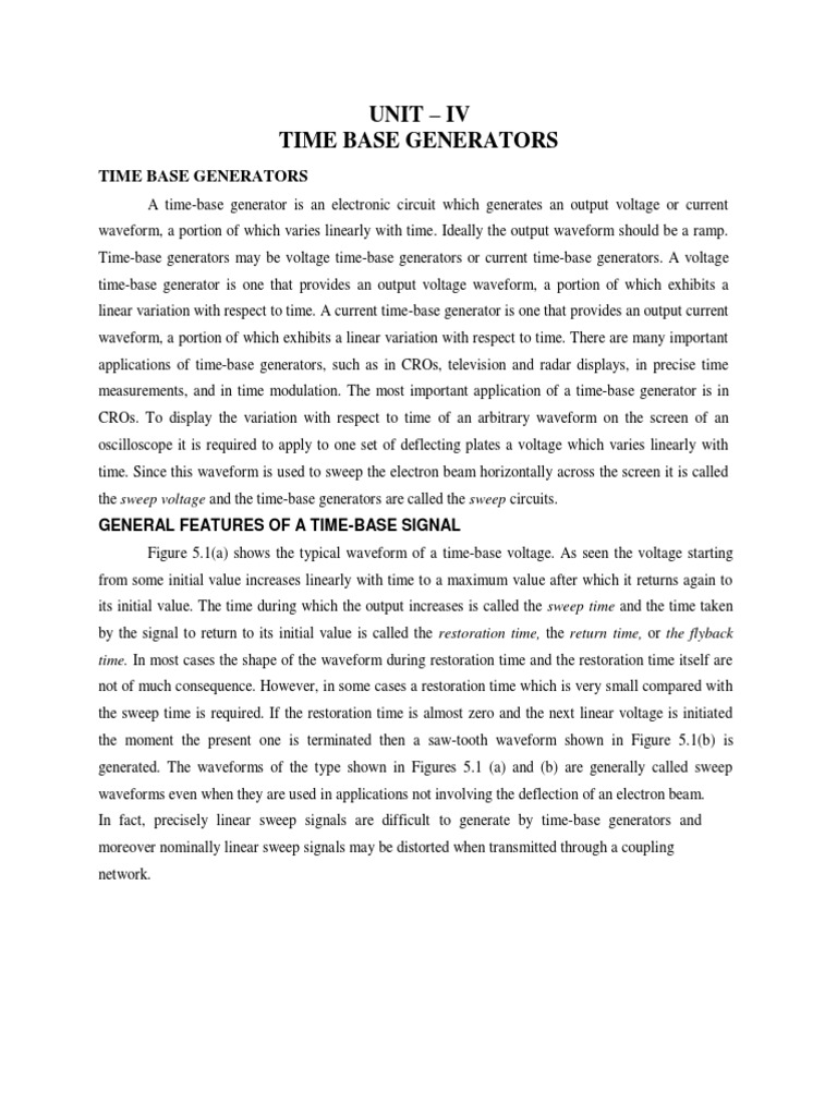 Unit - Iv Time Base Generators | PDF | Electrical Network | Capacitor