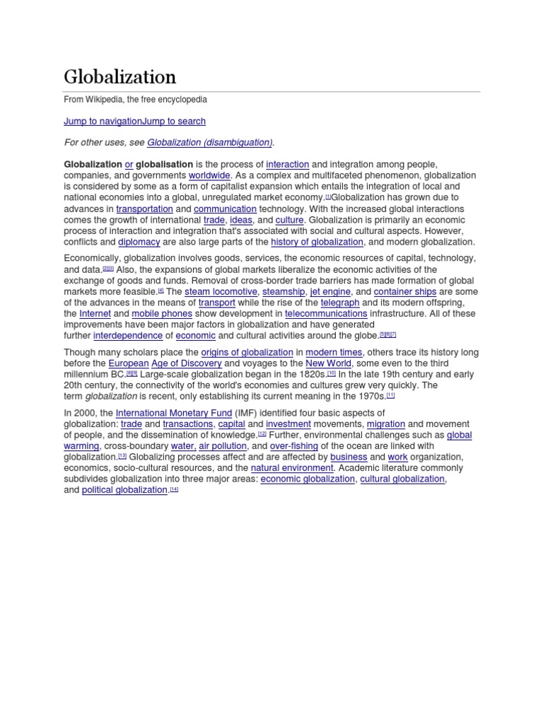 Concept of Globalization | PDF | Globalization | Economies