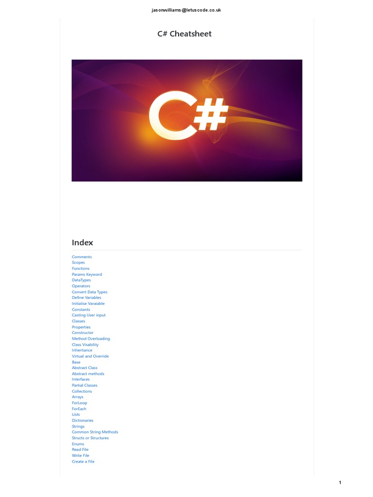 C Cheatsheet Pdf Class Computer Programming Method Computer