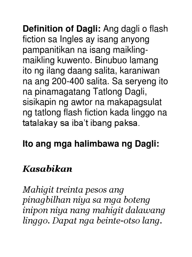 Dagli Filipino | PDF
