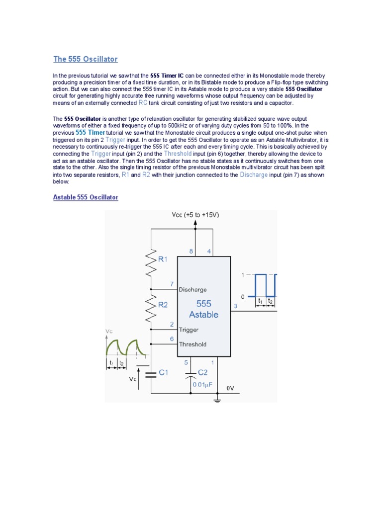 The 555 Oscillator: 555 Timer | PDF | Electronic Oscillator | Electrical Engineering