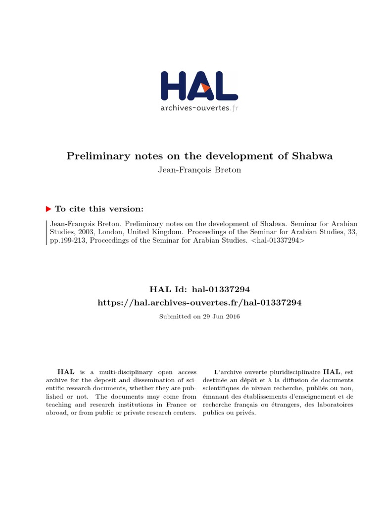 Notes On The Development of Shabwa | PDF