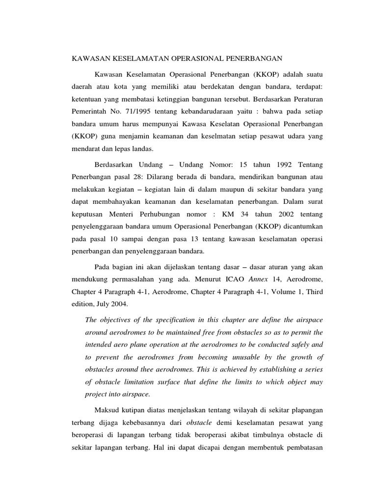 Asumsi KKOP Bandar Udara Warukin | PDF