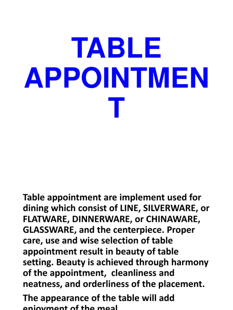 TABLE APPOINTME-WPS Office | PDF | Tableware | Domestic Implements