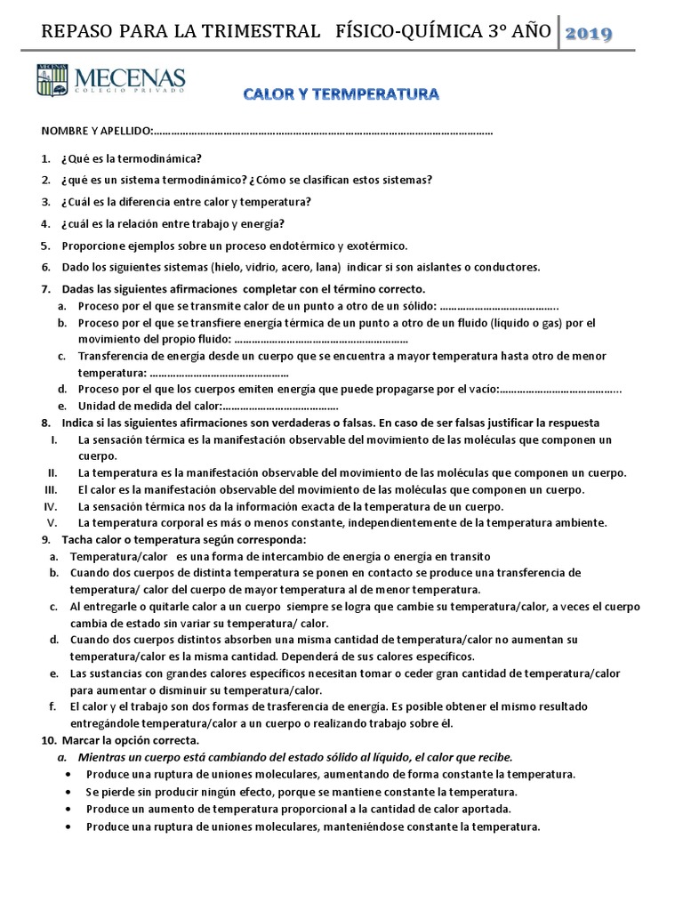 Calor y Termperatura | PDF | Calor | Temperatura