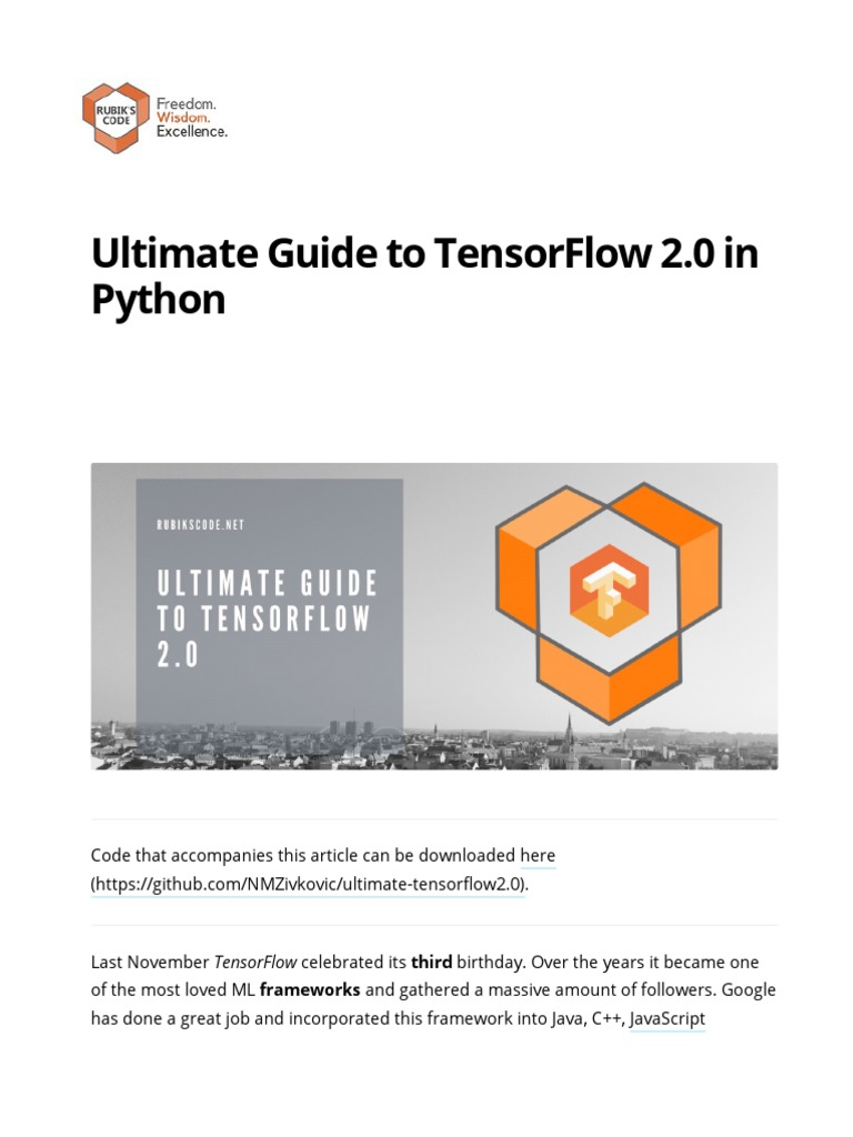 Ultimate Guide To Tensorflow 2.0 in Python | PDF | Artificial Neural ...