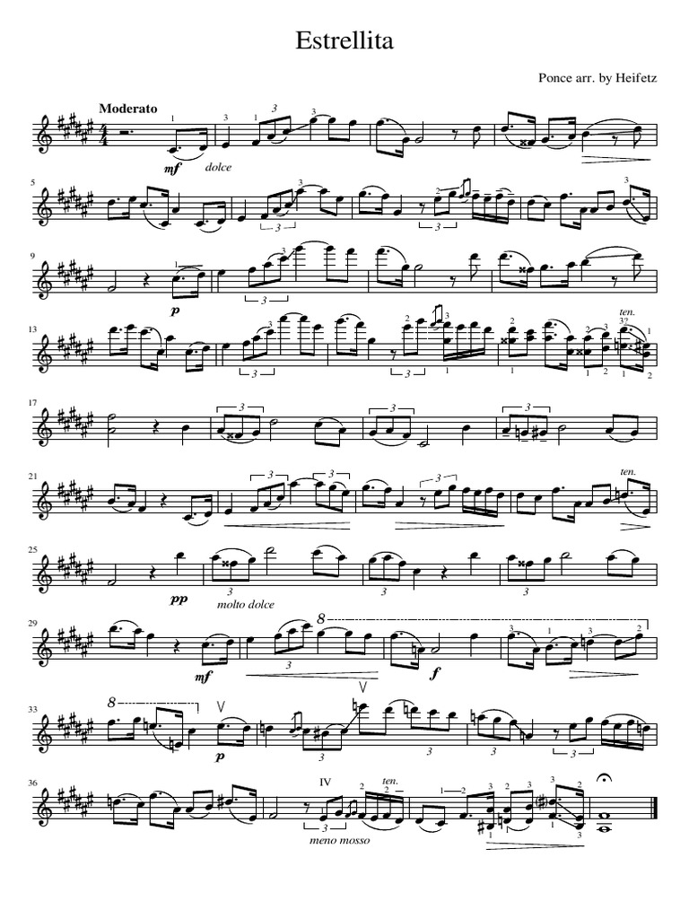Estrellita - Violin C# - Ponce-Heifetz-Corregido | PDF