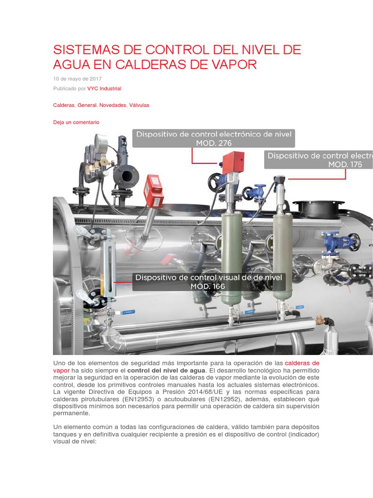 Sistemas de Control Del Nivel de Agua en Calderas de Vapor | PDF ...