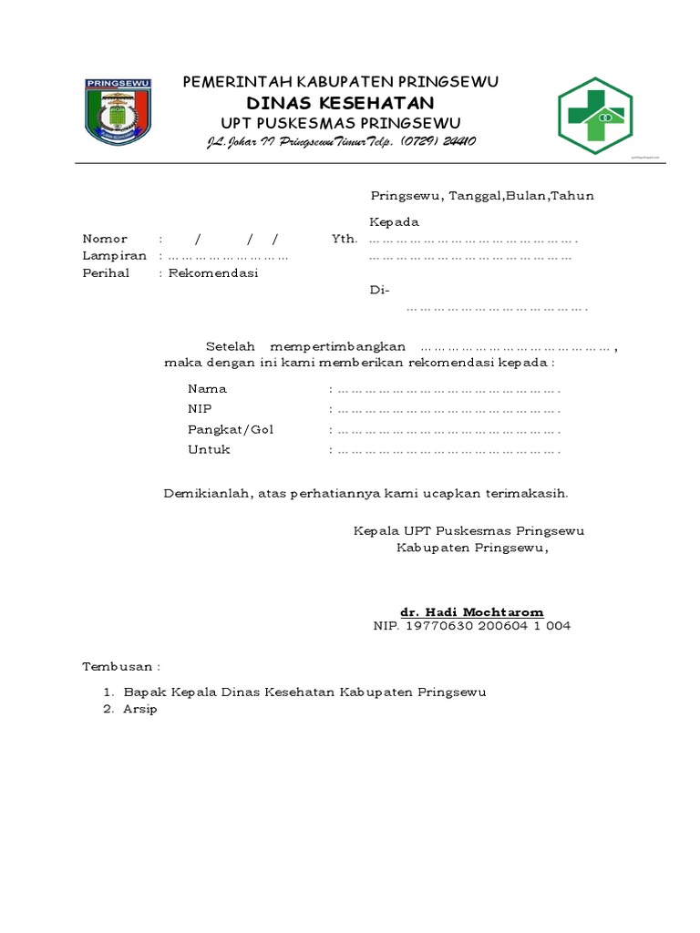 Contoh Surat Rekomendasi | PDF