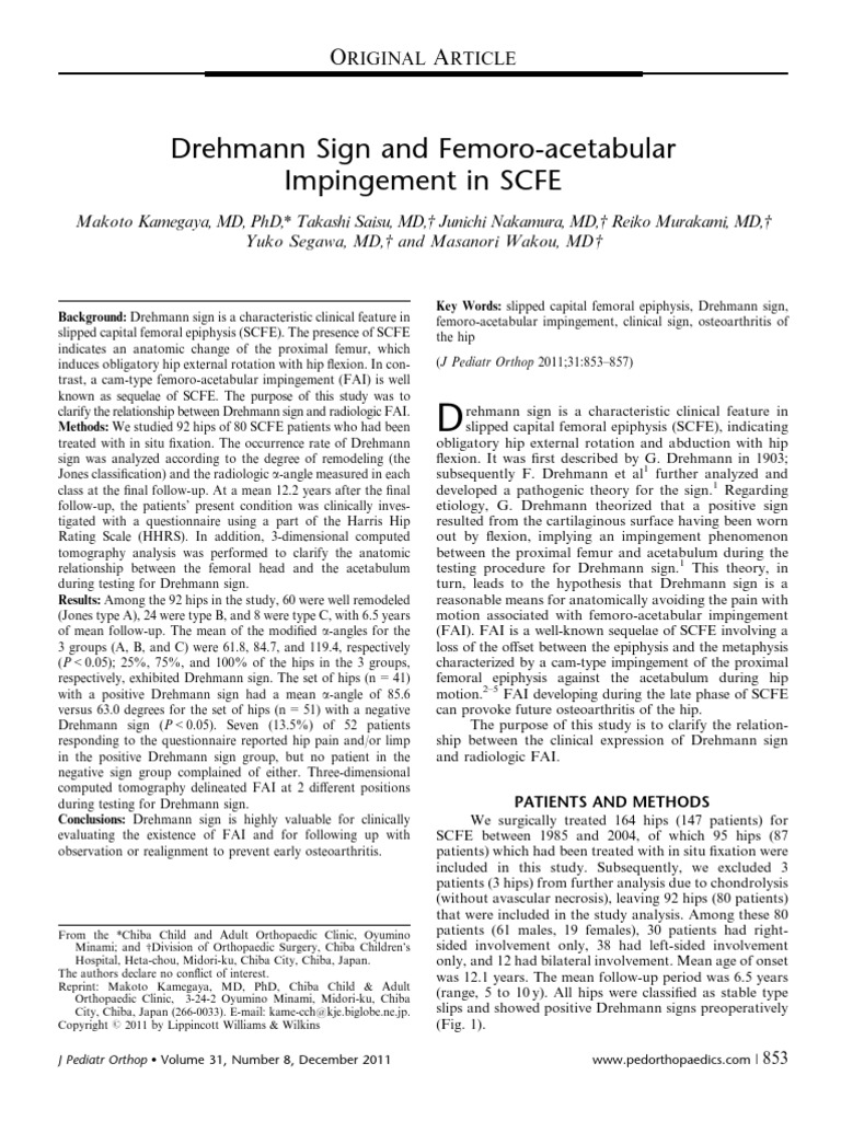 Drehmann Sign and Femoro Acetabular Impingement In.7 | PDF | Hip ...