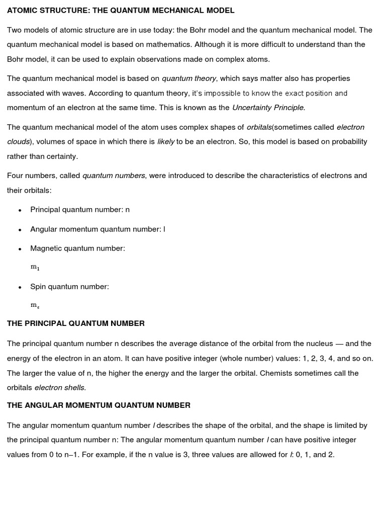 Atomic Structure | PDF | Atomic Orbital | Electron Configuration