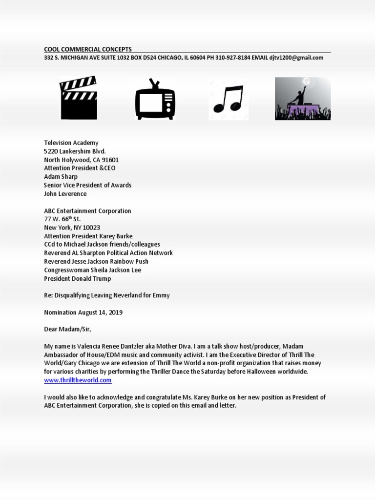 Letter To Emmys To Disqualify Leaving Neverland For Nonfiction ...