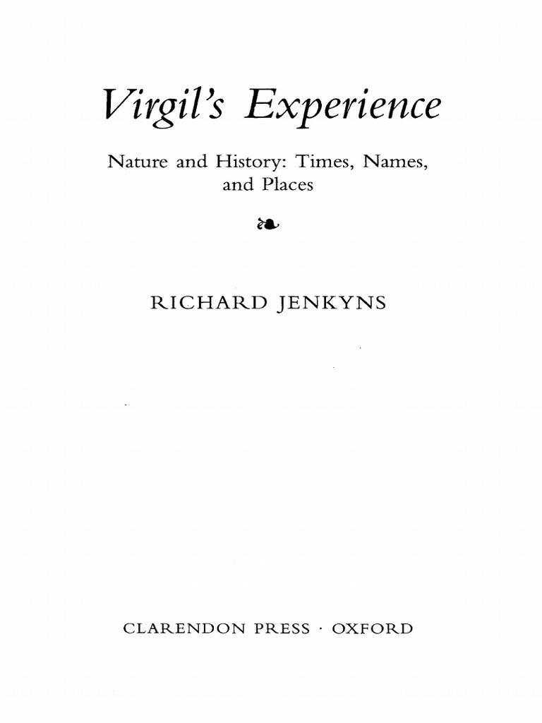 Richard Jenkyns - Virgil's Experience - Nature and History - Times ...