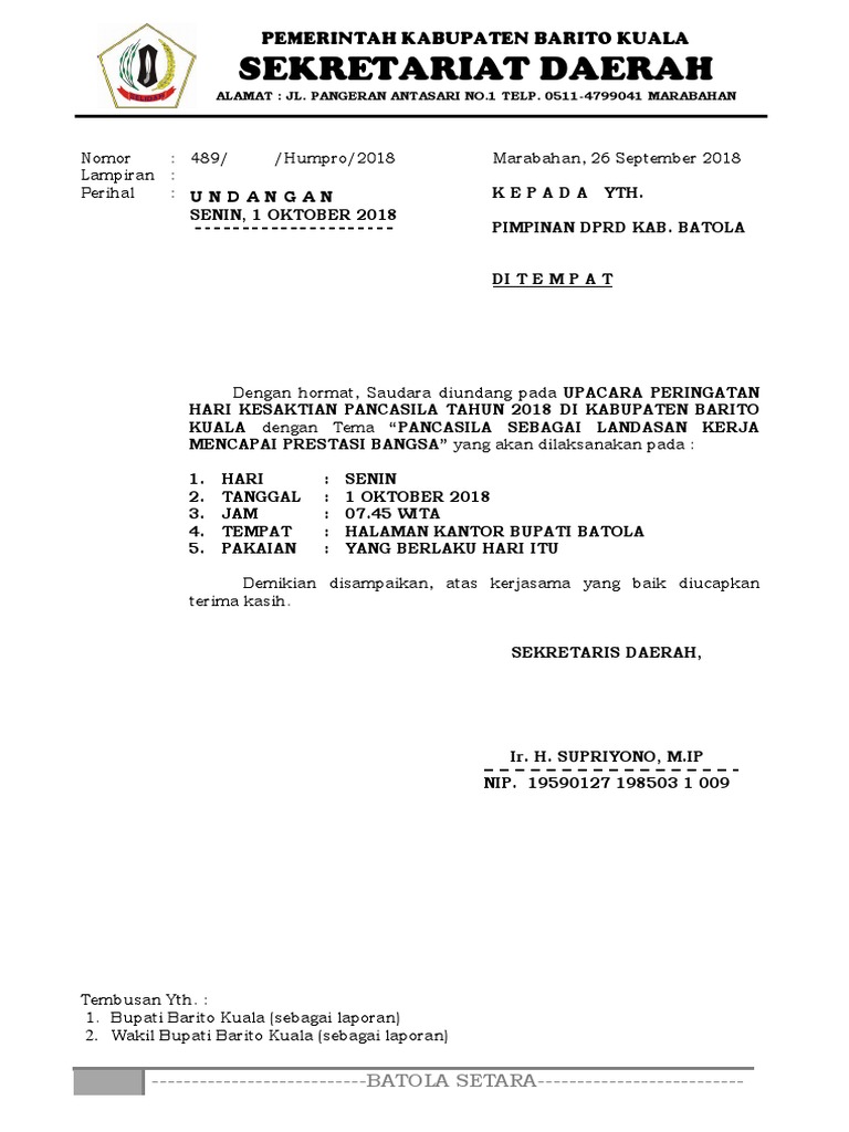 CONTOH UNDANGAN Setda | PDF