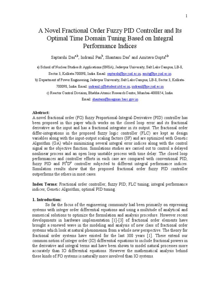 A Novel Fractional Order Fuzzy PID Contr PDF | PDF | Control Theory | Mathematical Optimization