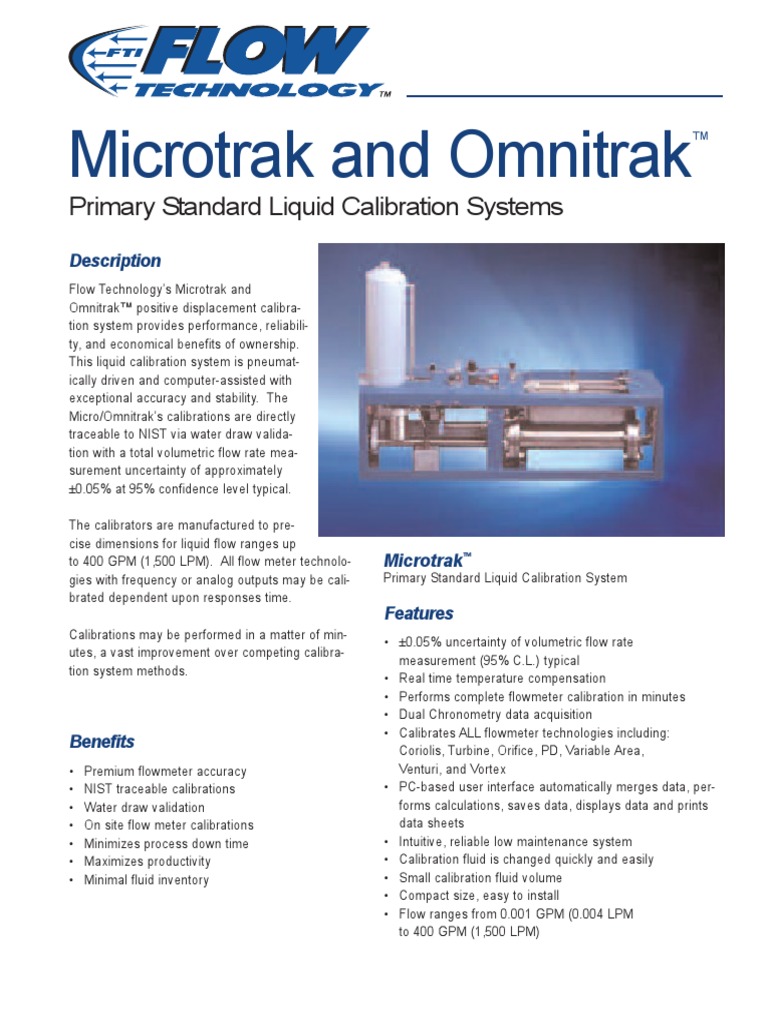 DB Calibrator Microtrak Omnitrak | PDF | Flow Measurement | Calibration