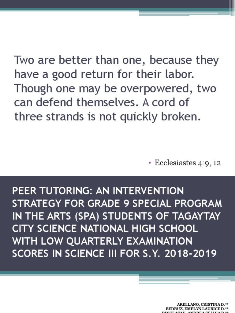 Peer Tutoring As Instructional Material | PDF | Tutor | Constructivism ...