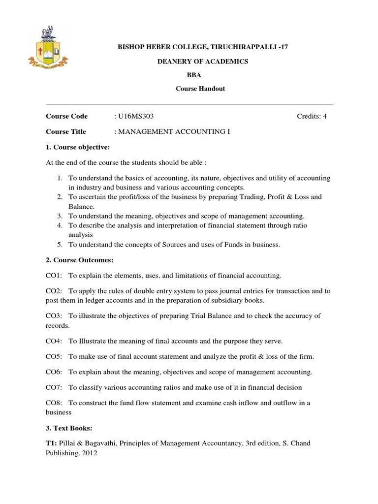 Course Code Course Title 1. Course Objective | PDF | Management ...