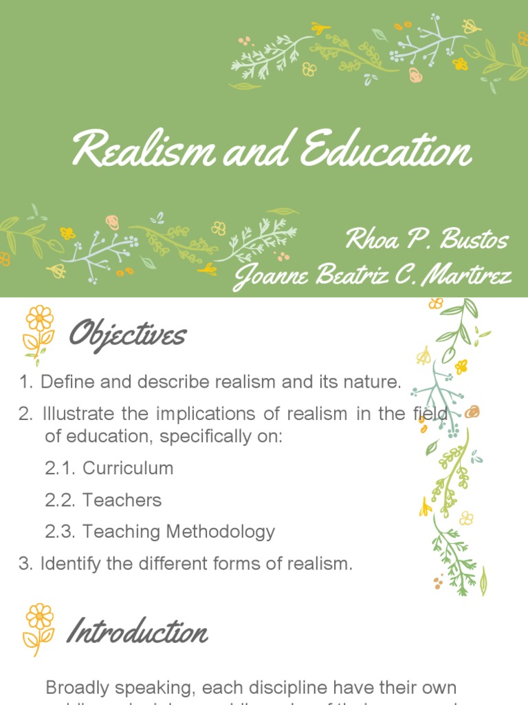 Realism and Education | PDF | Philosophical Realism | Idealism