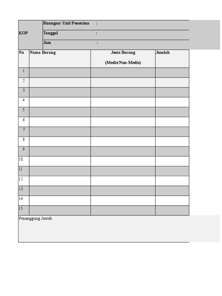 Form Inventaris Barang Medis Dan Non Medis Puskesmas | PDF