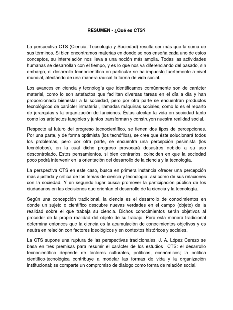 ¿Qué Es CTS? - Resumen | PDF | Sociedad | Science