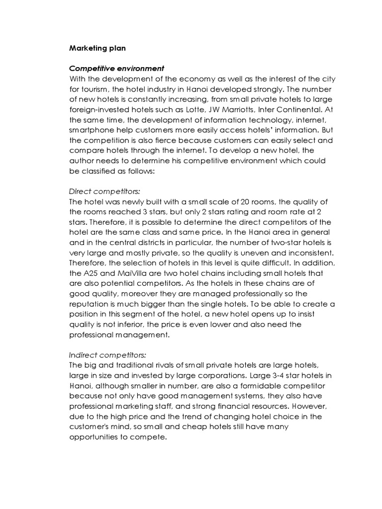 Draft - Marketing Plan | Download Free PDF | Travel Agency | Hotel