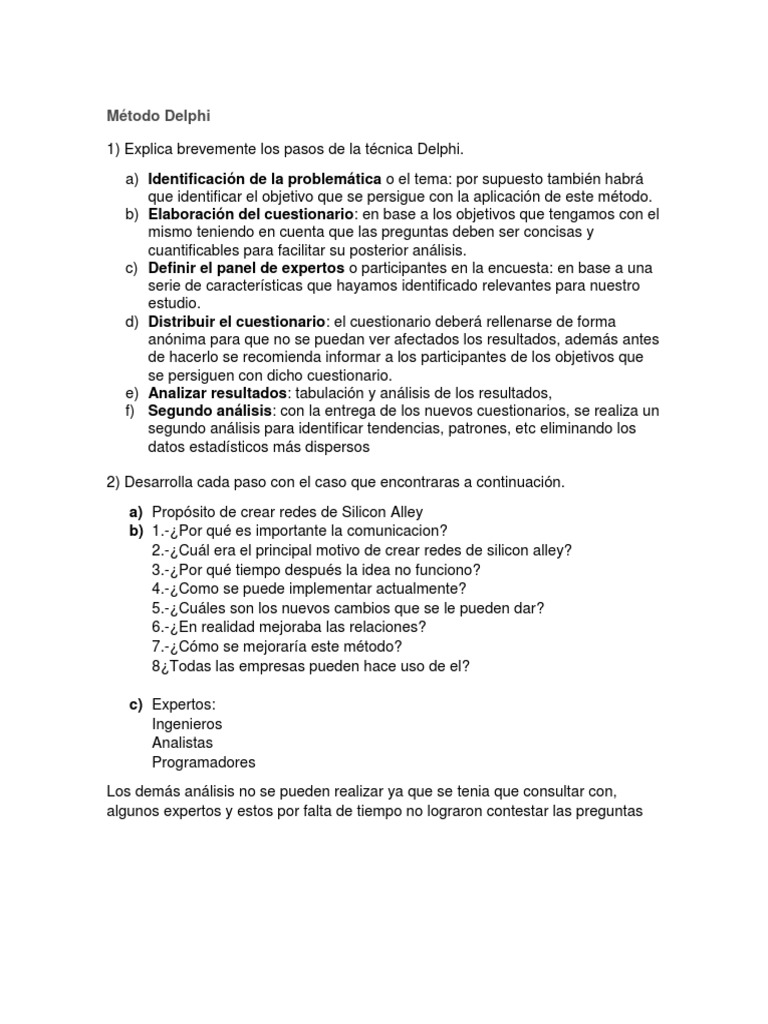 Método Delphi | PDF | Cuestionario | Informática