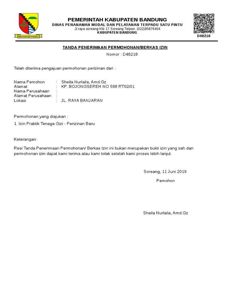 Contoh Resi Sip | PDF