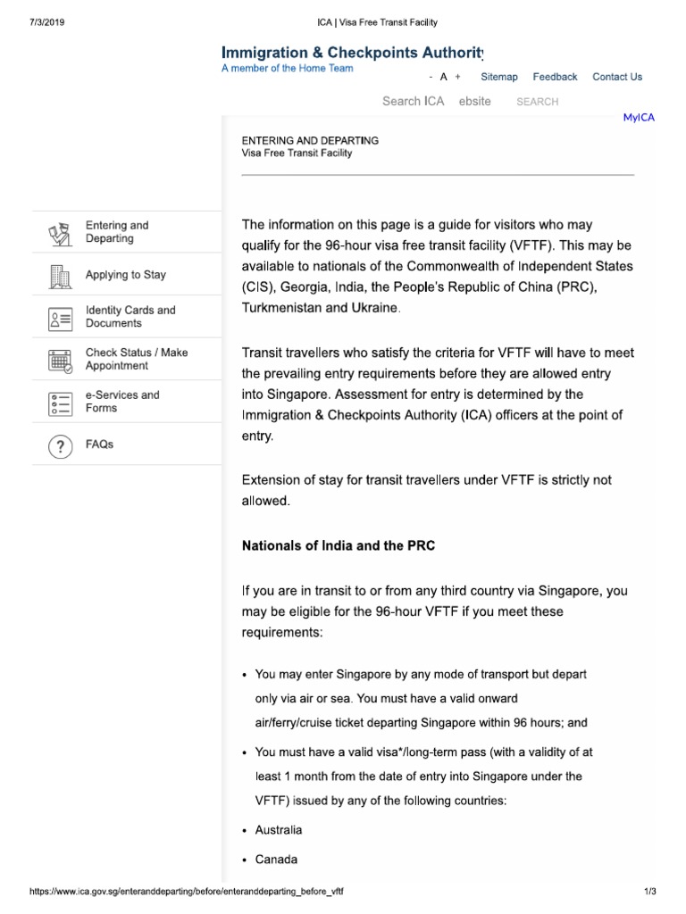 ICA _ Visa Free Transit Facility